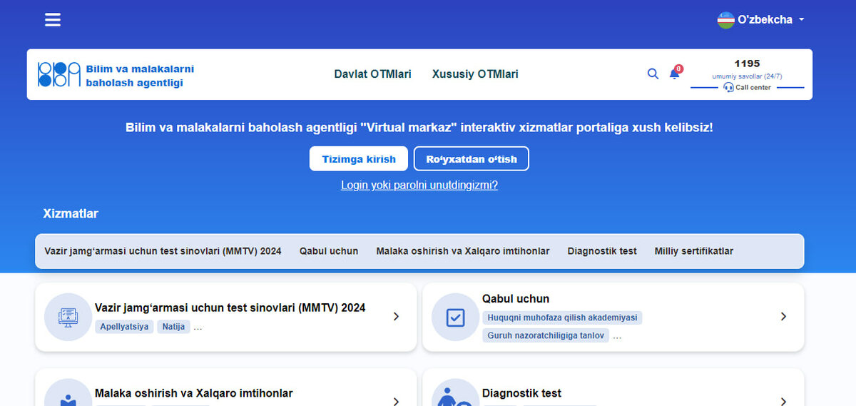 my.uzbmb.uz saytida uzilishlar bo‘lishi mumkin